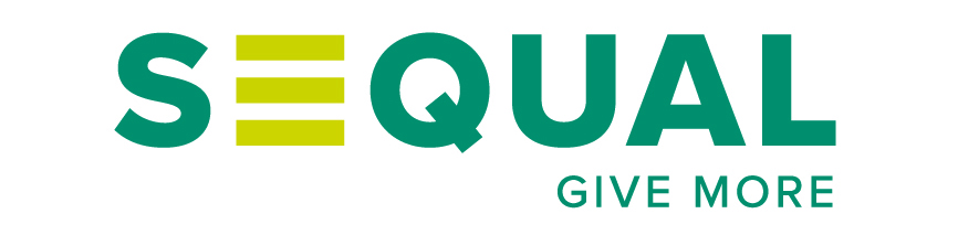 SEQUAL Logo Horizontal CMYK (Reveresed on PMS 322C) Stacked | ExportNZ